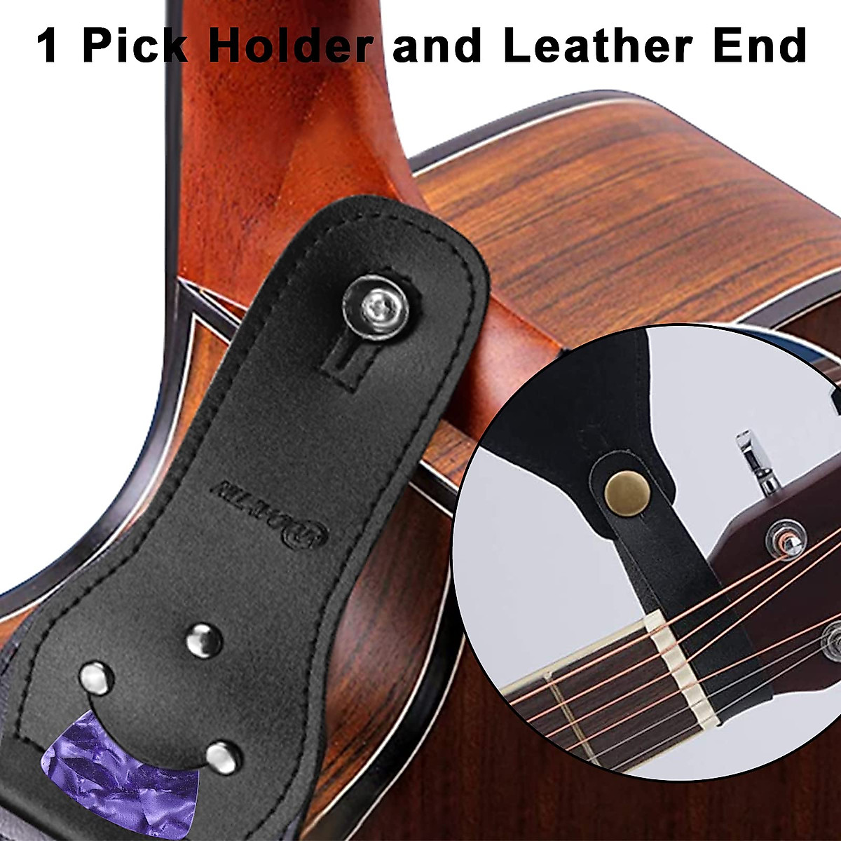 MYDAYTIN Acoustic Guitar Strap, Unisex Adult Guitar Straps, Vintage guitar strap with Jacquard Weave Embroidered Leather End