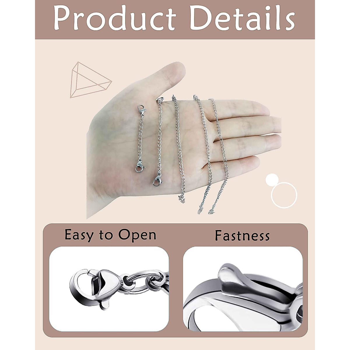 OHINGLT Necklace Extender 10Pcs Chain Extenders for Necklaces Bracelet,Gold and Silver Plated Extender Chain Necklace Chains for Jewelry Making