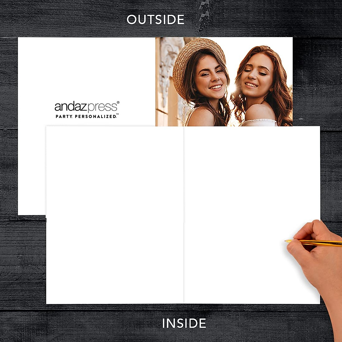 Andaz Press 8.5"x11" Personalized Photo Birthday Card with Envelope, Jumbo Happy Birthday Card for Her, Mom, Him, Birthday Keepsake Card, Custom Birthday Gifts for Women, Men, Greeting Cards