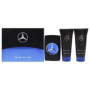 Mercedes-Benz Man Gift Set - Iconic Fragrance with EDT Spray, Shower Gel, Aftershave for Men - Long Lasting Aromatic Woody Fruity Mens Cologne - 3 pc