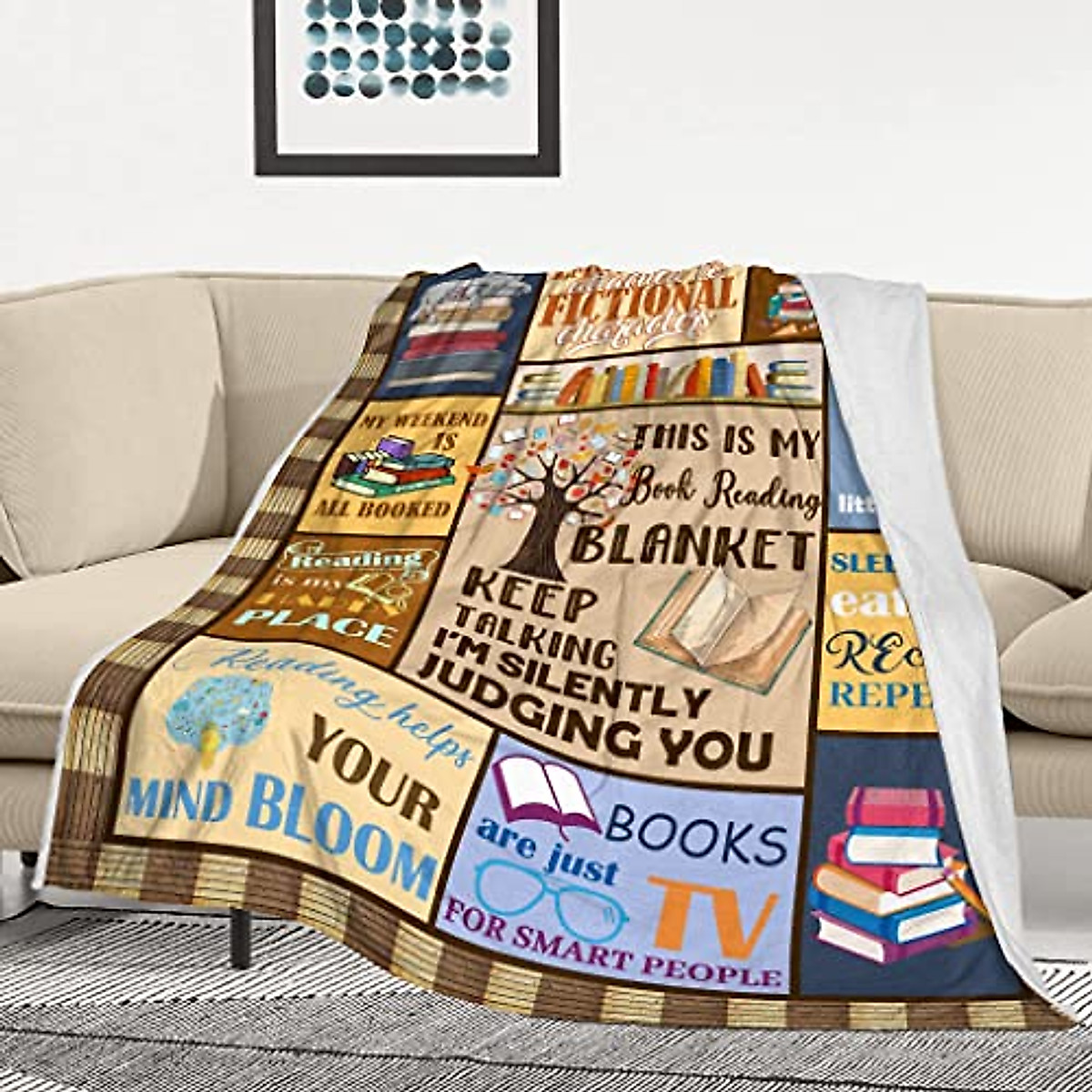 KOLVIIV Book Lovers Gifts Blanket Gifts for Book Lovers Women Librarian Gifts Throw Blanket Book Club Bookworm Gifts for Reading Lover Bookish Blankets 60"x50"
