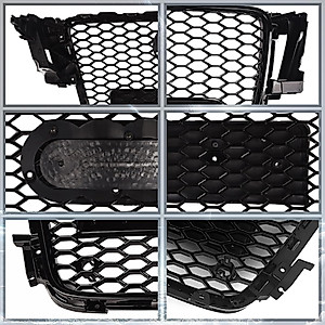 TOPAZ Front Mesh RS5 Style Bumper Hood Hex Grille Black Compatible with 2008-2012 Audi A5/S5 B8 8T