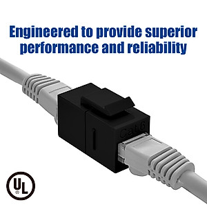 Beszin Cat.6 RJ45 Inline Coupler with Keystone Latch, Female-Female [50-Micron Gold Plated] (5-Pack, Black)