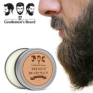The Gentlemen's Beard Premium Cedarwood Beard Balm - Leave-in Conditioner & Softener - All Natural - Styles, Strengthens, Thickens & Softens Promoting Healthier Beard & Mustache Growth
