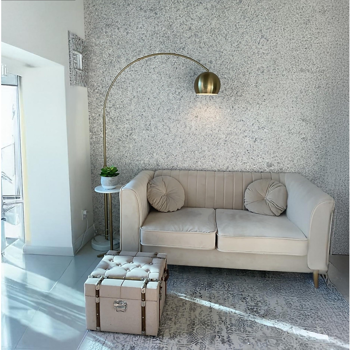 Brightech Olivia Floor Lamp, Arc Lamp for Living Rooms, Standing Lamp with LED Light Bulbs for Bedroom Reading, Great Living Room Décor, Tall Lamp for Offices – Brass/Gold