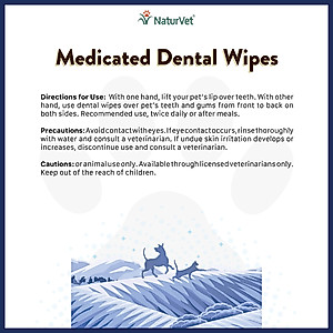 NaturVet Medicated Dental Wipes for Dogs & Cats 50 Count