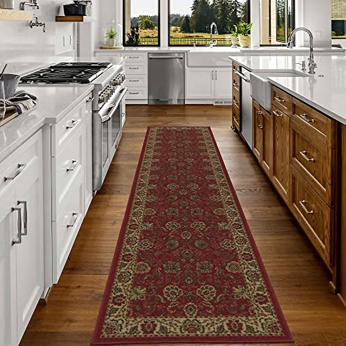 Ottomanson Ottohome Oriental Design OTH2130 Merge Collection, 2'7" x 9'10", Red-Legacy, 9 Foot