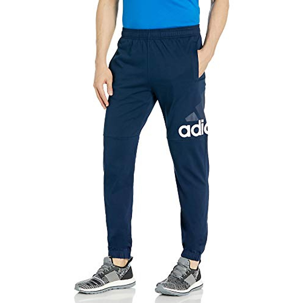 adidas Men's Essentials Performance Logo Pants, Collegiate Navy/White/White, Medium