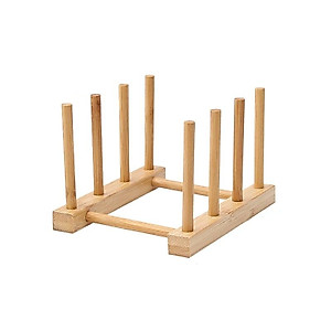 KazUp Simple Wooden Kitchen Bowl Rack Plate Dish Pot lid Rack Household Storage Rack