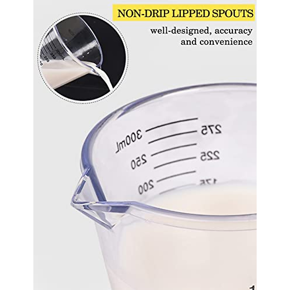 Measuring Cups Set, Liquid Measuring Cups For 3 For Kitchen - BPA Free Plastic Set with Spout Multiple Measurement Scales (Clear)