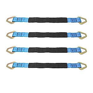 NovelBee 4 Pack of 24 x 2" Axle Strap with Protective Sleeve and D-Ring for Securing Car Transport (Blue)