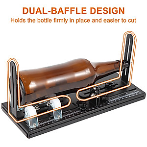 MiiMoo Glass Bottle Cutter, Upgraded Dual-Baffle Glass Cutter Kit for Cutting Round, Square Bottles and Bottlenecks, Suitable for Bottles of Wine, Beer, Whiskey, Champagne