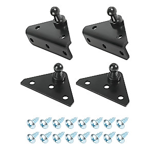 Zlirfy 4Pcs 10MM Ball Stud Mounting Brackets,Gas Spring Lift Strut Bracket Ball Stud,Car Accessories 2 Angled L-Type Mounts and 2 Flat-Type Mounts with 16 Screws,Mounting Bracket for Lift Support Prop