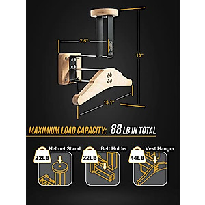 OneTigris Tactical Gear Wall Mount, Police Gear Rack with Helmet Stand Plate Carrier Hanger, Wall Organizer for Motorcycle Football Cycling Gear