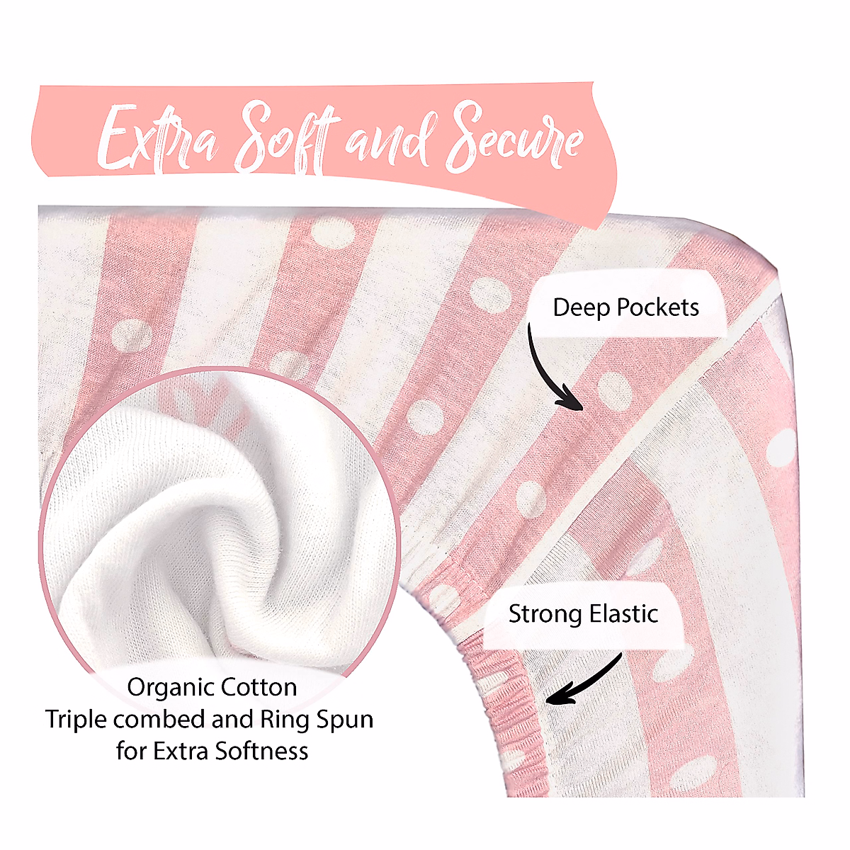 100% Organic Cotton Fitted Bassinet Sheets Fits Halo, Snoo, Uppababy, Ingenuity, Graco, Baby Trend, and All Other Standard Size Bassinets. 3 Pk