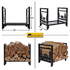 MYFIREPLACEDIRECT Firewood Rack, Heavy Duty Steel, Black, 19 x 13 x 14.8 in, Perfect for Fireplace, Stove, Fire Pit