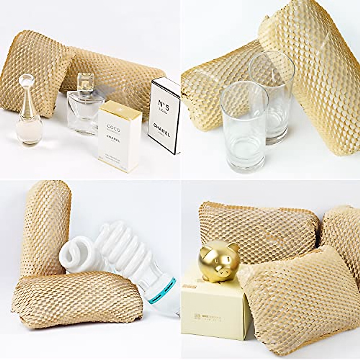 Moving Supplies Honeycomb Packing Paper for Dishes and Glassware 15 Inches * 820 Feet, Large Bubble Cushioning Wrap Roll Eco Friendly Packaging Shipping Material, Sustainable Box Void Filler