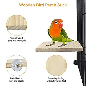 2pcs Bird Perch Platform Flat Stand Beak Paw Grinding Wood for Parrot Parakeet Cockatiel Lovebird Conure Finch Budgie
