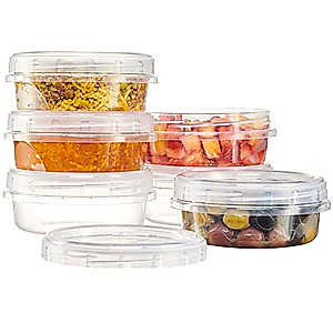 PLASTICPRO 6 Pack Twist Cap Food Storage Containers with Clear Screw on Lid- 8 oz Reusable Meal Prep Containers - Freezer and Microwave Safe Clear Plastic Food Storage