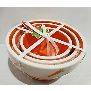 N?A Easter Terramoto Ceramic Orange White Carrot Nesting Bowls Set of 3
