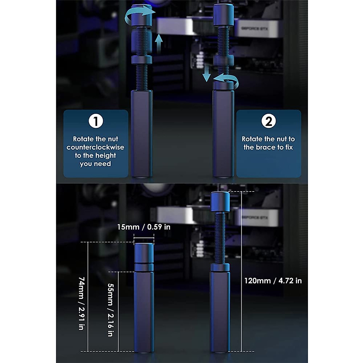 AVERZELLA Graphics Card GPU Brace Support, Height Adjustment Video Card Sag Holder Bracket, GPU Stand, Universal VGA Graphics Card Holder