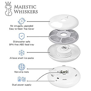 Automatic Cat Feeder - 6-Meal Wet and Dry Food Programmable Auto Dispenser with Digital Timer - Suitable for Cats and Small Dogs- USB & Battery Power Supply - Portion Control - Easy to Open Cover