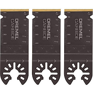 Dremel MM485B 3-Pack Carbide Oscillating Tool Blade Kit, Flush Cut Blades Ideal for Cutting Wood and Metal - Universal Quick- Fit System Fits Bosch, Makita, Milwaukee, and Rockwell , Black