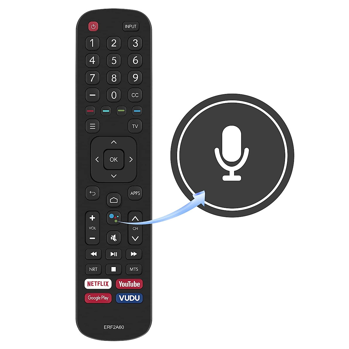 ERF2A60 Replacement Remote Control fit for Hisense TV 55H6570F 55H9020F 55H9030F 65H8F 65H6570 65H9F1 65H9020F 65H6510G 75H6510G