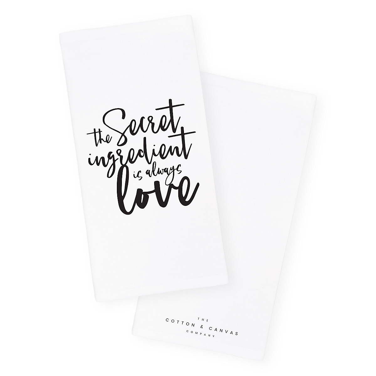 The Cotton & Canvas Co. The Secret Ingredient is Always Love Soft and Absorbent Kitchen Tea Towel, Flour Sack Towel and Dish Cloth