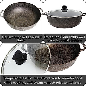 IMUSA 3.5 Quart Nonstick Fuzion Caldero with Tempered Glass Lid