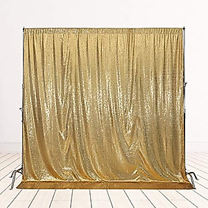 SquarePie Sequin Backdrop Not See Through Thick Stain Background for Photography Glitter Curtain Party 7FT x 7FT Gold