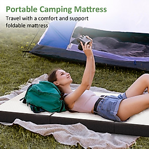4 Inch Folding Mattress Single Size, Foldable Floor Memory Foam Mattress, Portable Camping Mattress, CertiPUR-US Certified Collapsible Bed Mattress Pad