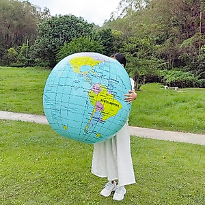 Keesoon-36 Inch Giant Geographic Globe, Inflatable Globe, PVC Educational Game World Map Globe, Diameter 90cm