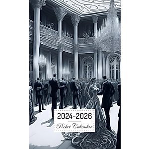 Pocket Calendar 2024-2026: Two-Year Monthly Planner for Purse , 36 Months from January 2024 to December 2026 | Big fancy party | Rich estate | Silver colors