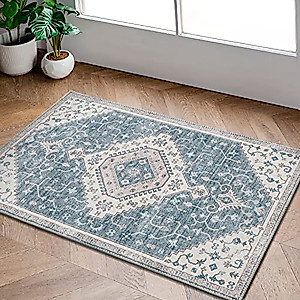 DECOMALL Rina Entryway Rugs, Bohemian Vintage Washable Non Skid Rug for Kitchen, Bathroom,2' x 3',Grey Blue