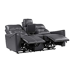 Lexicon Edelweiss Power Double Reclining Loveseat, Dark Gray