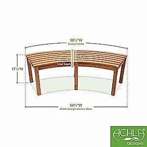 Achla Designs 125-0011 Curved Backless, Natural Bench, Oiled Finish