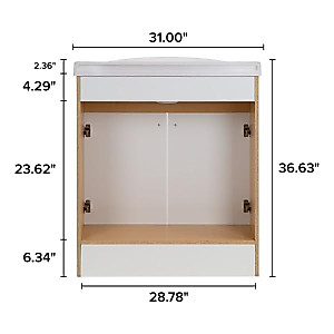 Spring Mill Cabinets Zarna 31 Inch Bathroom Vanity with White Drop-in Single Sink Top, 2-Door Cabinet, 31" W x 18.78" D x 36.63" H, White