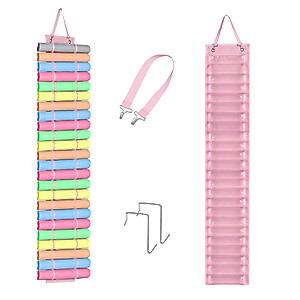 Mightree Vinyl Roll Holder, Wall Mount Vinyl Roll Organizer, Foldable Vinyl Holder Bag for Craft Collecting Vinyl Paper, Wrapping Paper, Hanging Door Vinyl Bag with 24 Compartments, Pink