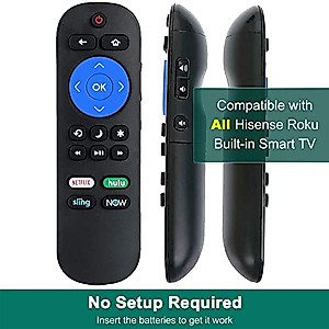 Replacement Remote Compatible with All Hisense Roku TV + Liminescence Green Remote Case, Replace HU-RCRUS-20 Remote Universal for Hisense Roku Smart TV Remote with Shockproof Protective Remote Cover