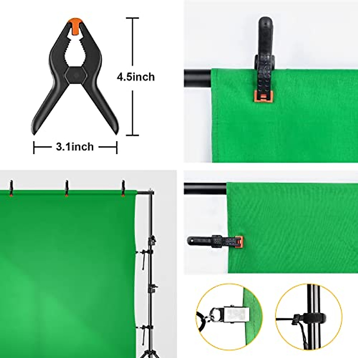 CPLIRIS Backdrop Stand, 8.5x10ft Ajustable Photo Backdrop Stand for Parties, Background Support System for Events with Spring Clamps, Backdrop Clips, Sandbag and Carry Bag