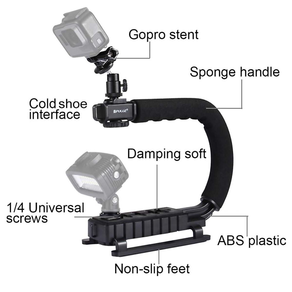 Baluue U-Shaped Portable C-Frame Set Gimble Stabilizer Cellphone Holder Handle Grip Video Action Stabilizer Low Position Video Stabilizer Mobile Holder Abs Camera Low Frame
