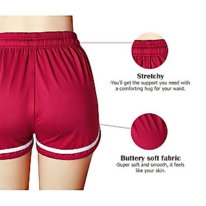VALINNA Women's Athletic Yoga Running Workout Shorts Lounge Short Pants (L/XL (26" - 33"), Red)