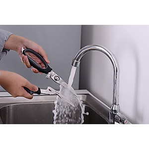 Gerior Spring Loaded Poultry Shears - Heavy Duty Kitchen Scissors for Cutting Chicken, Poultry, Game, Bone, Meat - Chopping Food, Herb - Stainless Steel - Black