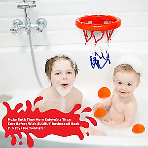 Kid Bath Toys Bathtub Basketball Hoop and 3 Balls Set by 4U2BUY – Strong Suction Cup Bath Toys for Kids – Bathroom Ball Shooting Game for Kids