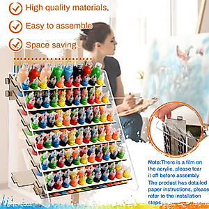 DoubleFill Wooden and Acrylic Paint Organizer Paint Holder Paintbrush Storage Miniature Model Paint Rack Painting Stand Can Hold 123 Bottle & 22 Brush for Christmas Gifts