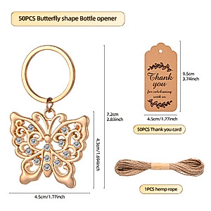 50pcs Butterfly Keychain/Keyring for Baby Shower,Wedding or Bridal Shower Party Favors,Gift,Souvenirs to Guests (Golden Butterfly)