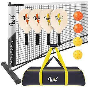 Pickleball Nets Portable Outdoor 22FT Regulation Size Pickleball Set with Net for Driveway Indoor Backyard (1 Net, 4 Paddles, 4 Balls, 1 Carrying Bag)