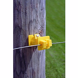 QMARK 25 Pack Electric Fence Wood Post, Nail on Insulators, Nail In Insulators, 1-1/2 Inch Extender Wood Post Insulators with Nails - Yellow (25 Pack)
