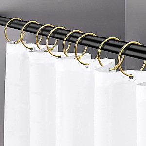 24 Pack Shower Curtain Rings,Rust Proof Shower Curtain Hooks for Bathroom,Circular Decorative Shower Curtain Rings and Hooks for Shower Rod,Metal Rings for Shower Curtain,Loose Leaf Rings(Gold)